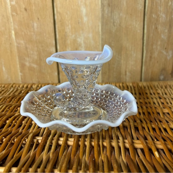 Fenton | Accents | Vintage Fenton Hobnail Silver Crest Cornucopia Vase ...